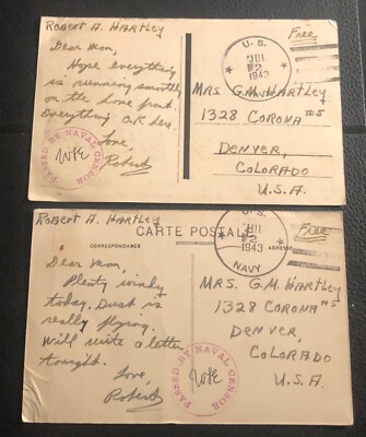 1943 North Africa US Navy Sailor Writes To Mom Naval Censor Stamp WWII ...