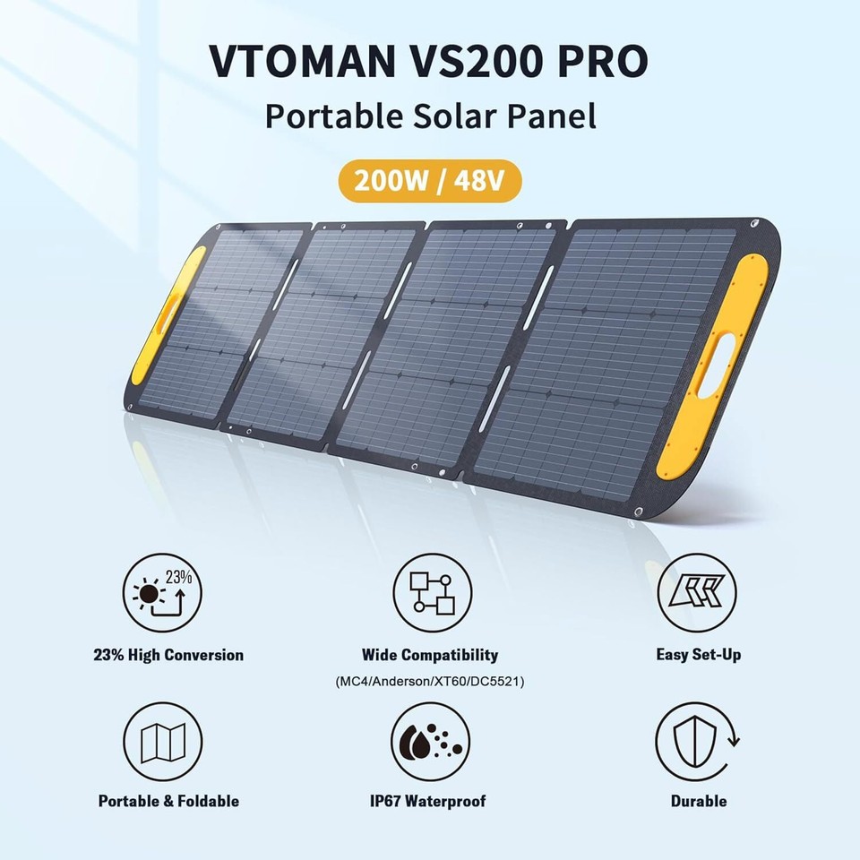 VTOMAN 110W/200W/400W Portable Solar Panel 23% Efficiency Foldable ...