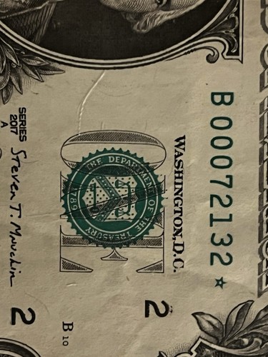 Low Serial Number Star Note $1 One Dollar Bill Under 100k Series 2017 ...