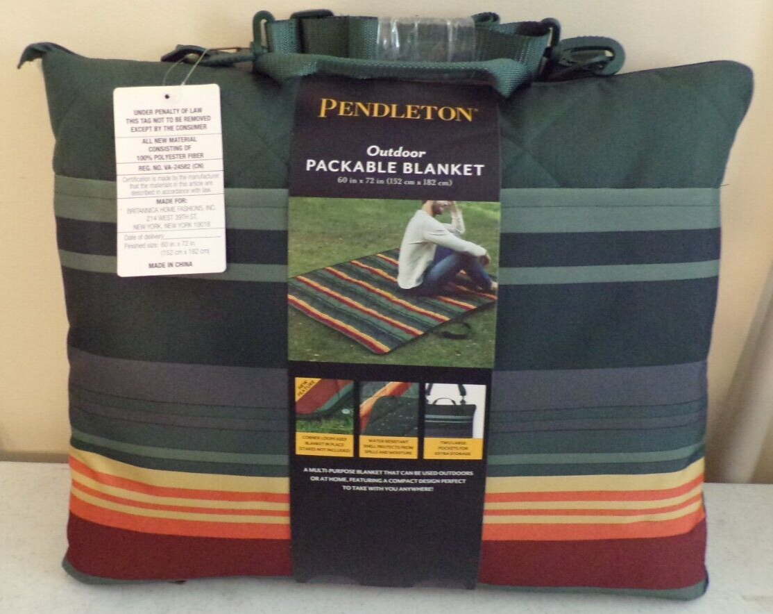 PENDLETON OUTDOOR PACKABLE BLANKET NIP 60 X 72 MULITCOLORED STRIPE PEARL BAY | eBay
