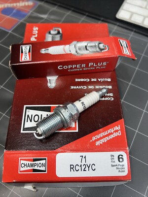 6 PACK NEW GENUINE OEM CHAMPION 71 # RC12YC SPARK PLUG; QUANTITY 6 ...
