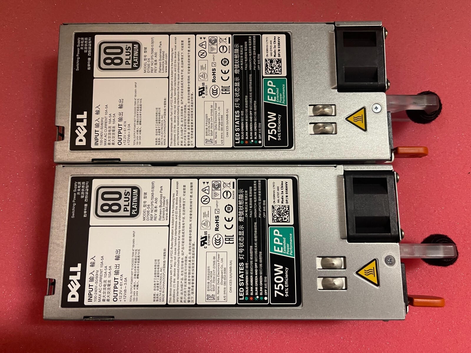 2pcs Dell PowerEdge R630 R640 750W 80 Plus Platinum D750E-S6 PSU V1YJ6 ...