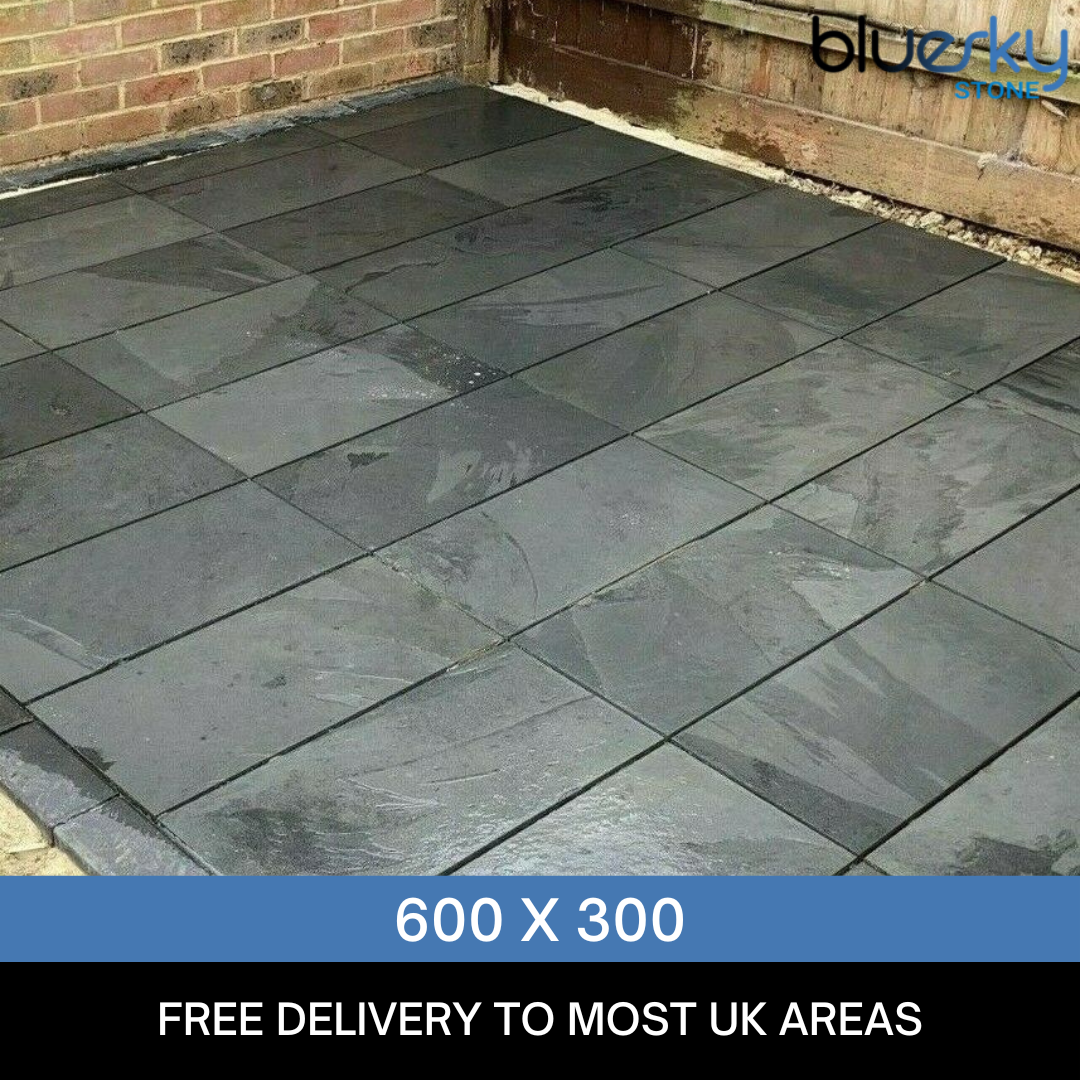 Black Slate Paving Patio Slabs | 600 x 300 | As low as 28.94/m2 | Split ...