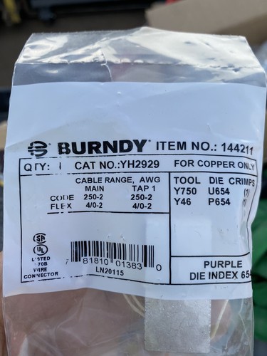 Burndy YH2929 H Copper Crimpit (Lot of 5) | eBay