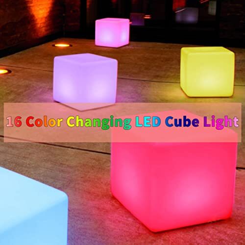 6 Inch LED Cube Night Light Mood Lamp 16 Colors for Kids Nursery and ...