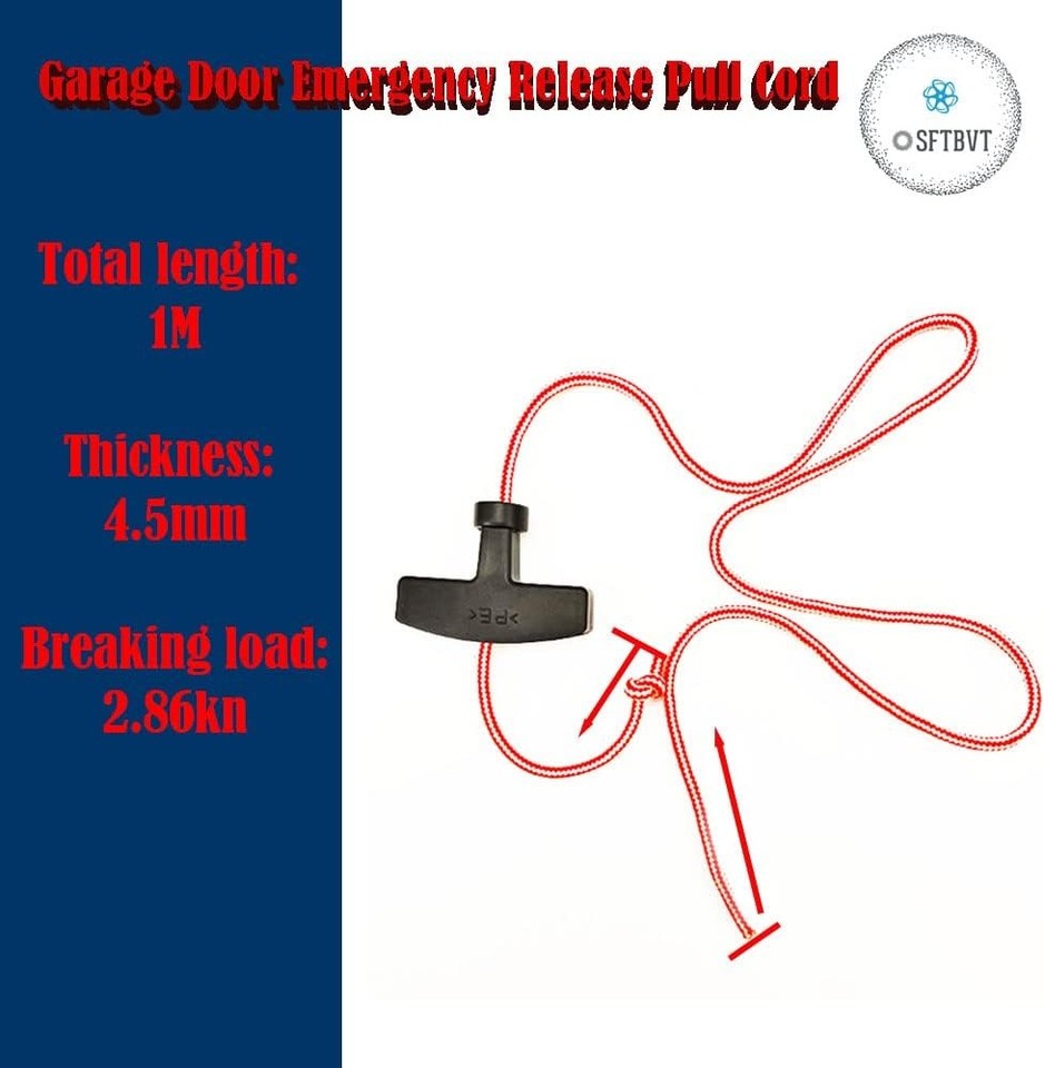 Garage Door Emergency Release Pull Cord with Handle Opener, Attic... | eBay