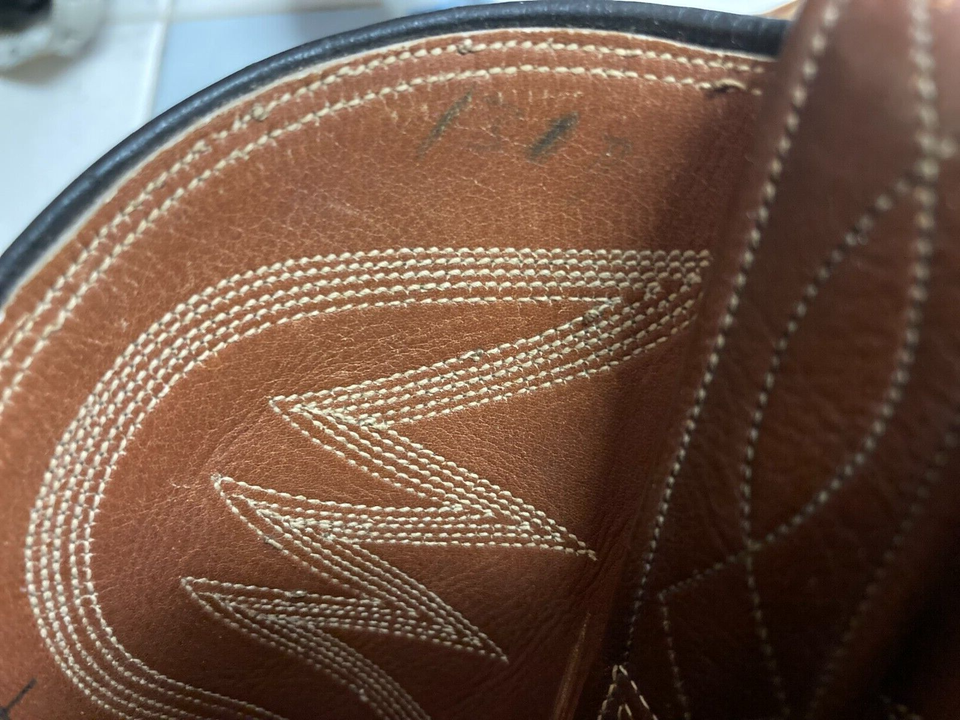 CUSTOM SHOPWESTERN COWBOY POINTED TOE VINTAGE USA BROWN TRUCKER BOOTS 7 ...