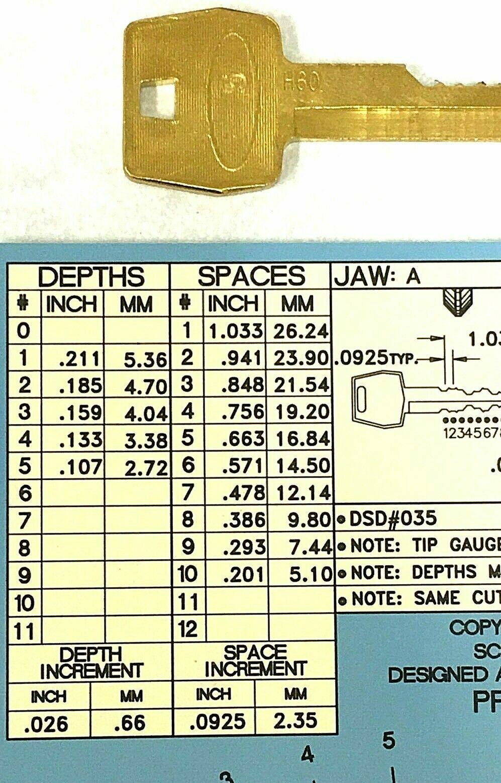 Ford H60 1190LN Space And Depth Keys 10 Cut Blanks | eBay