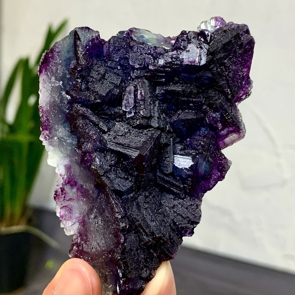 189G Rare Purple Blue Cubic Fluorite Mineral Crystal Sample/Zhejiang ...
