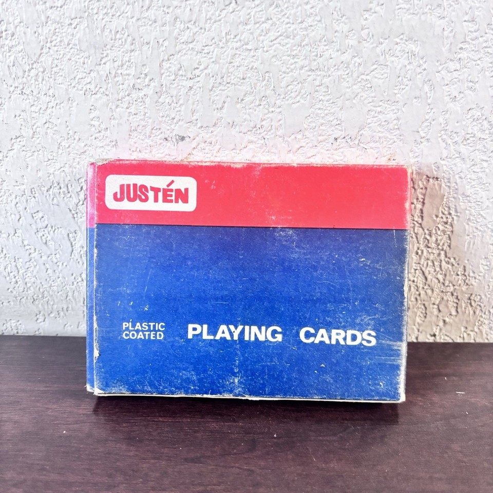 Vintage JUSTEN Plastic Coated Playing Cards New Sealed Double Cat Dog ...