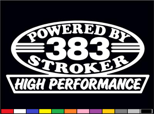 2 HIGH PERFORMANCE 383 STROKER DECALS HP 350 400 V8 5.7 ENGINE EMBLEM ...