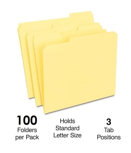 Yellow File Folders Letter Size File Folders with Tabs Filling Folders ...