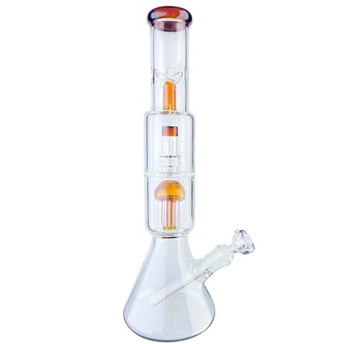 16" Yellow Glass Bong Hookahs Heavy Percolator Water Pipe Bowl for ...