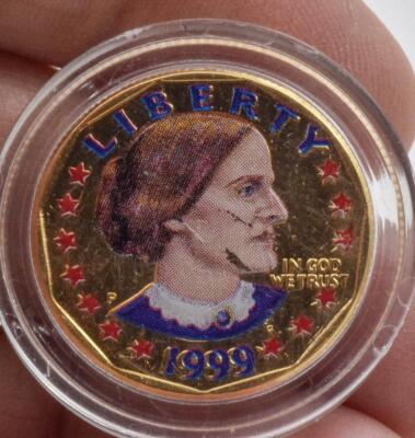 Ungraded gold plated Colorized painted 'front & back' Susan B Anthony ...