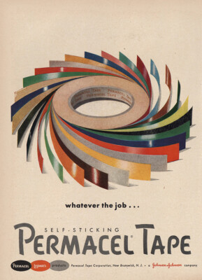 1957 Permacel Tape: Whatever the Job Self Sticking Vintage Print Ad | eBay