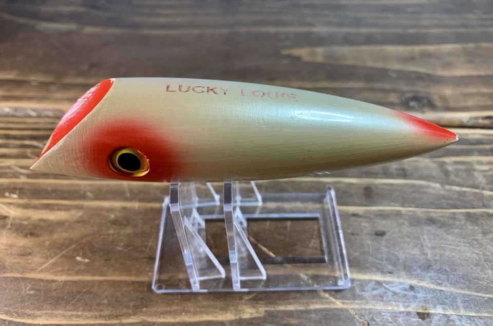 VINTAGE Lucky Louie Plug Fishing WOOD SALMON Lure Sz 4 1/2 | eBay