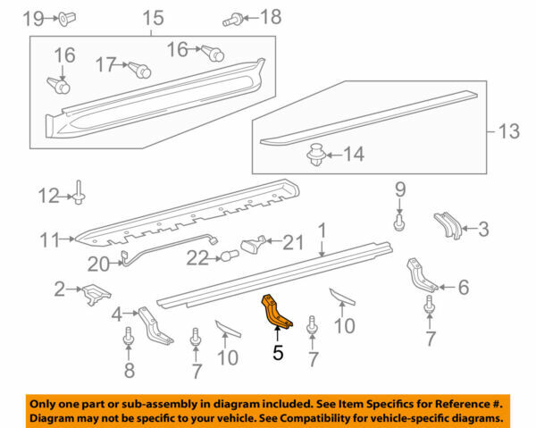 51795-60100 Toyota Bracket, side step, no.2 rh 5179560100, New Genuine ...
