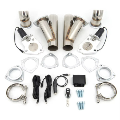 FMR 3 INCH REMOTE BUTTON CONTROL EXHAUST PIPE STAINLESS STEEL Y TYPE ...