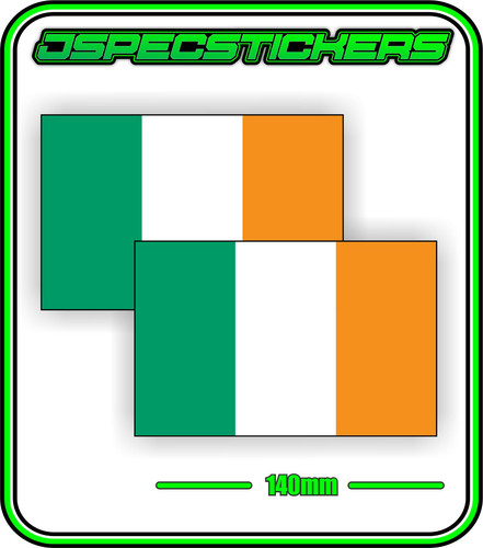 IRISH IRELAND FLAG STICKER VINYL DECAL COUNTRY WINDOW BUMPER x2 140mm ...