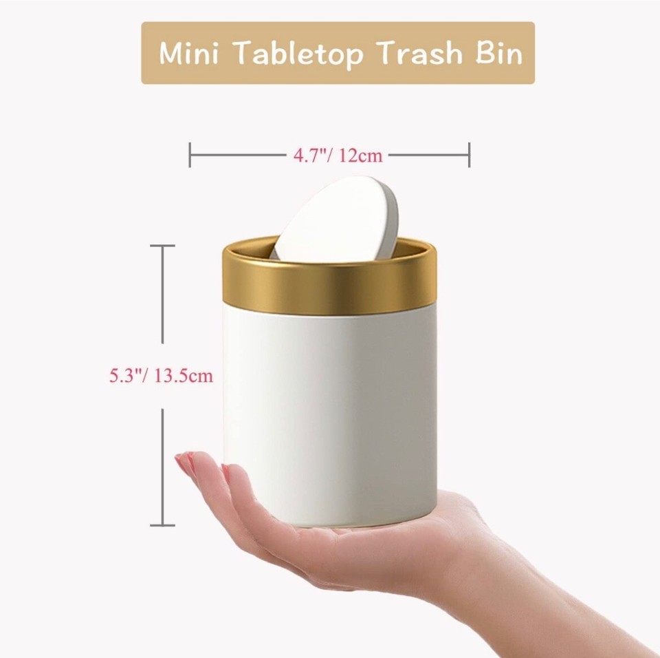 JILLICK Small Trash Can with Lid Mini Desk Trash Can 1.5 Liter / 0.4 ...