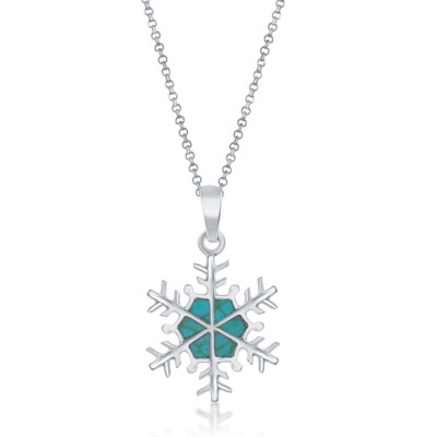 Sterling Silver Turquoise Snowflake Pendant | eBay
