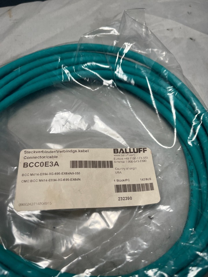 NEW Balluff BCC0E3A Cordset M12 4 Pin to RJ45 BCC M414-E894-8G-695 ...