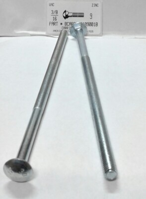 3/8-16x9 CARRIAGE BOLTS A307 STEEL ZINC PLATED (8) | eBay