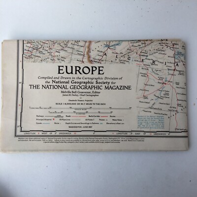 National Geographic Society Map Of Europe 1957 | eBay