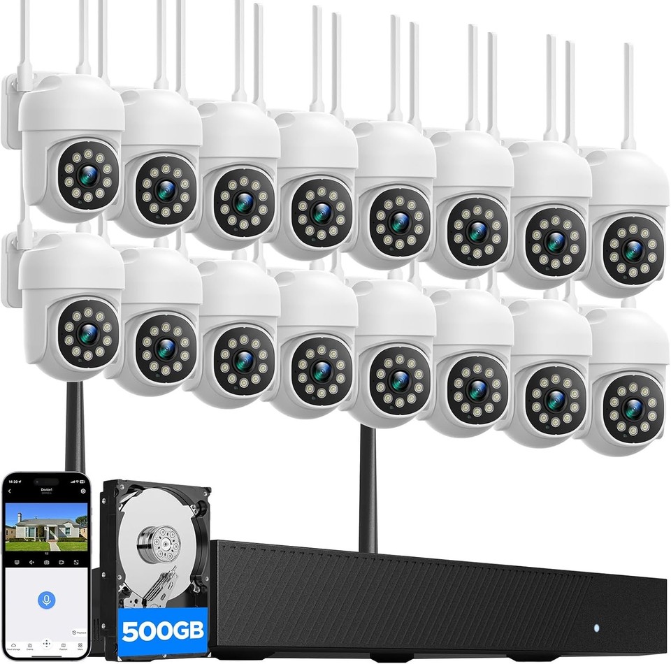 Wireless Security Camera System,16CH 4K NVR PTZ WiFi Cameras for Home ...