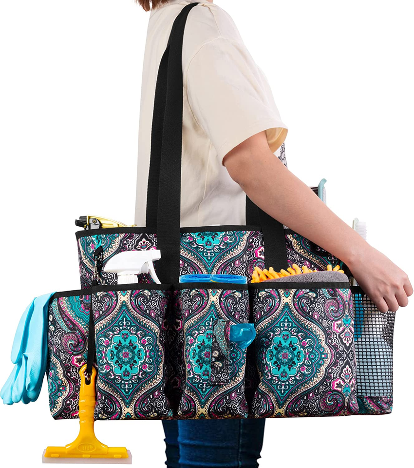 Tote Cleaning Caddy with Dividers for Cleaning Supplies, Cleaning Bag ...