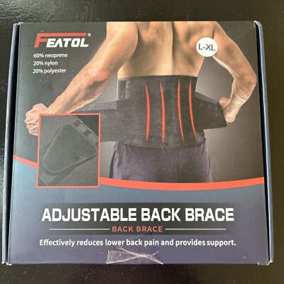 NEW Featol Back Brace Support Belt Lumbar Pain Prevention Lift Support ...