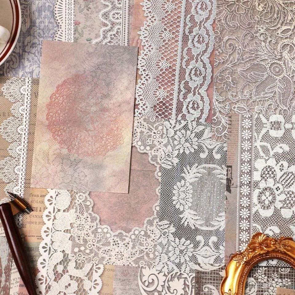 Retro Vintage Lace White Napkin Ornaments Craft Paper Set scrapbooking ...