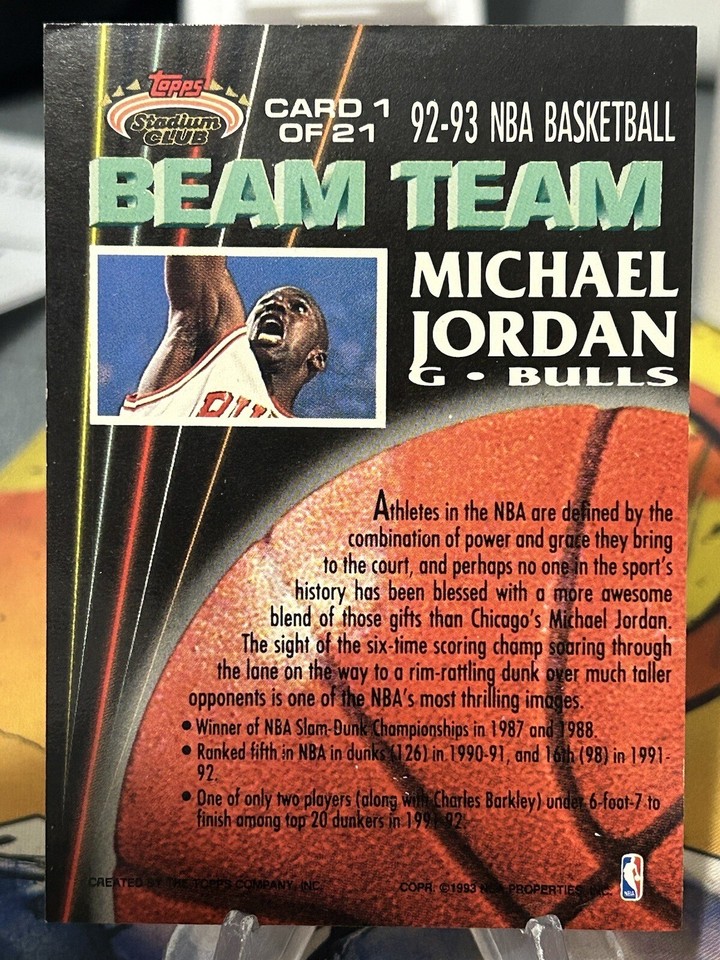 1992-93 Topps Stadium Club - Beam Team #1 Michael Jordan | eBay