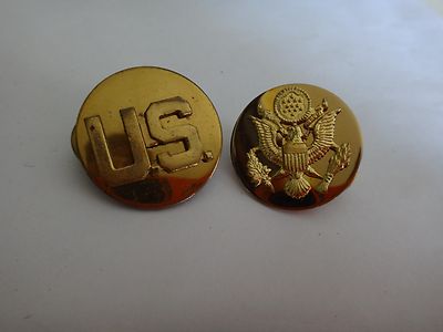 Set Of 2 U.S ARMY Insignia Metal Collar Badges With Clutchback Catches ...