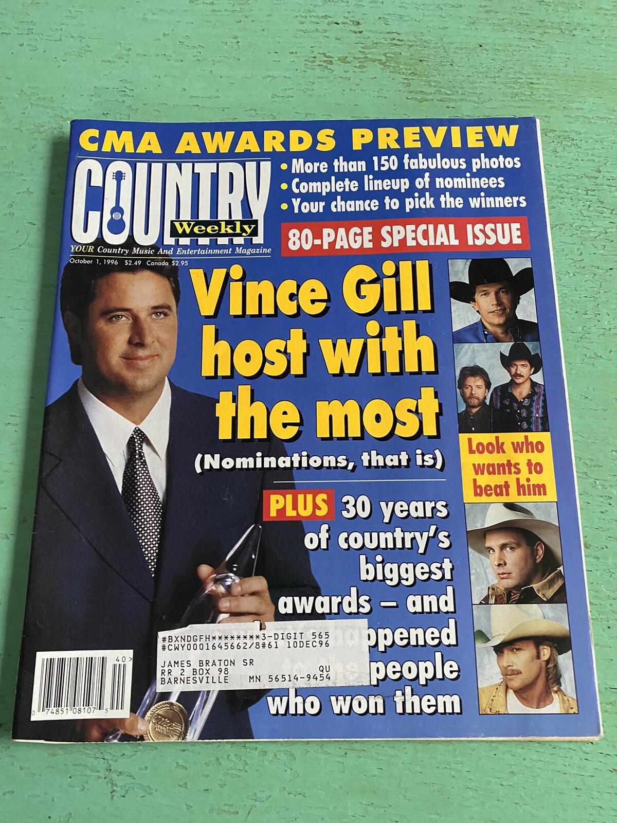 Vintage Country Music Weekly Magazine October 1996 Vince Gill | eBay