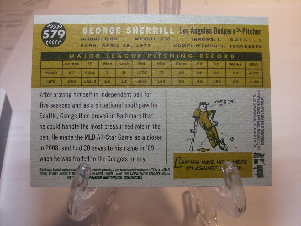 2009 Topps Heritage #579 - George Sherrill - Los Angeles Dodgers (98159 ...