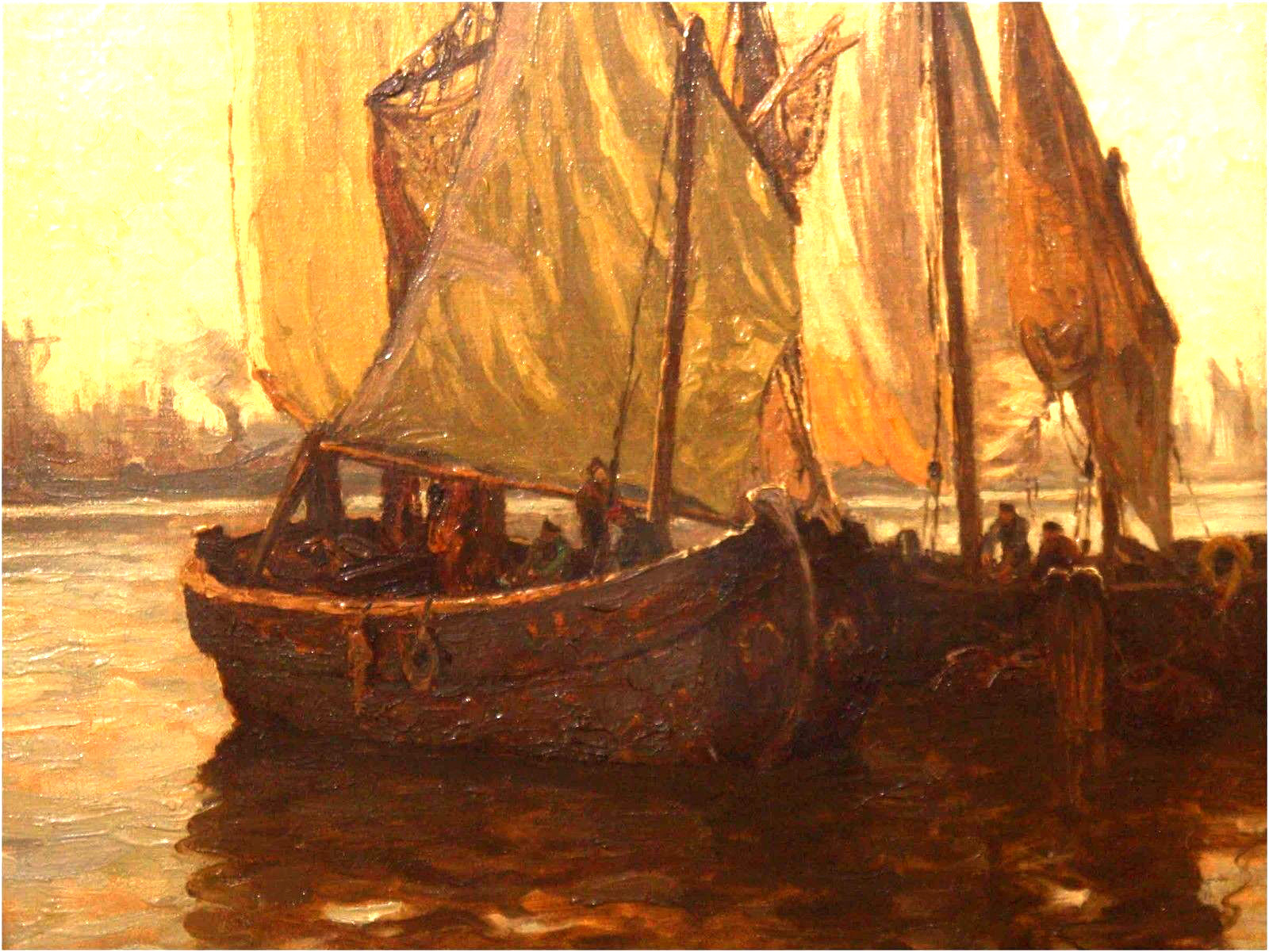 Tableau à l'huile Julius Friedrich Runge > voiliers devant le port