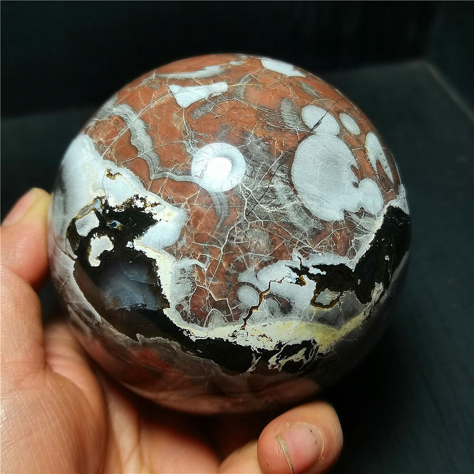 RARE 921g Natural Polished Volcano Colorful Agate Stone Ball Healing ...