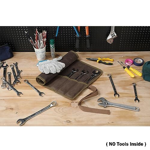 Wrench Roll Up Pouch Heavy Duty 16oz Waxed Canvas Tool Organizer Case ...