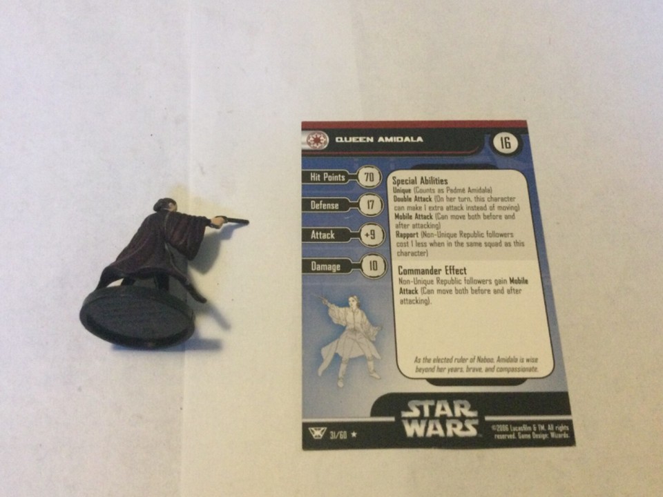 Queen amidala Star Wars Miniatures With Stat Card Wotc | eBay
