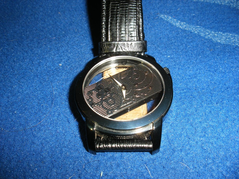 CROTON MENS SKELETON SWISS QUARTZ WATCH TUNGSTEN SAPPHIRE CRYSTAL ...