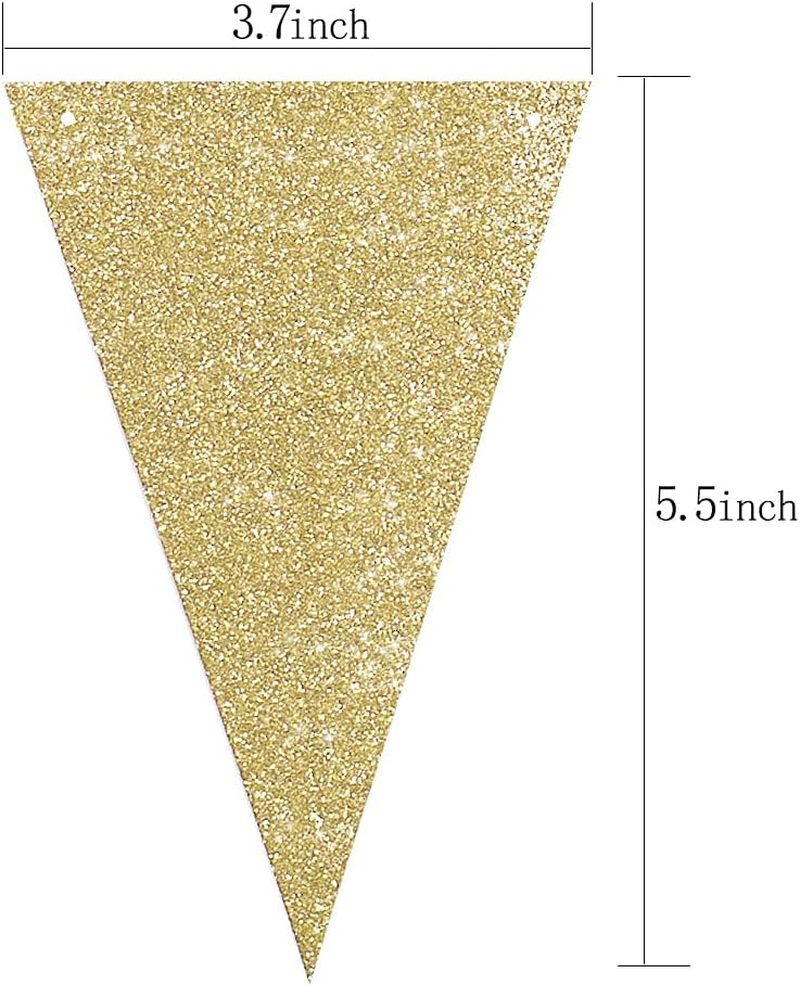 10 Ft Golden Green Triangle Banner Greenery Party Decor for New Year ...