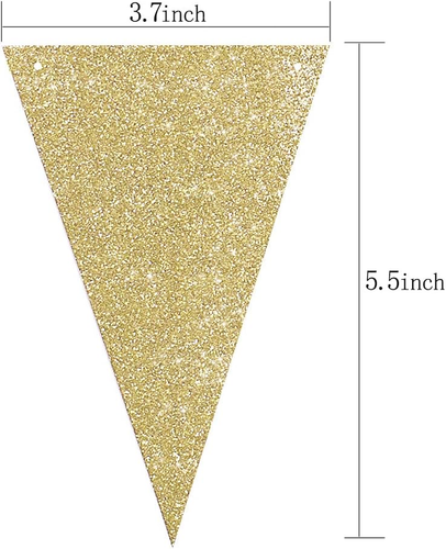 10 Ft Golden Green Triangle Banner Greenery Party Decor for New Year ...