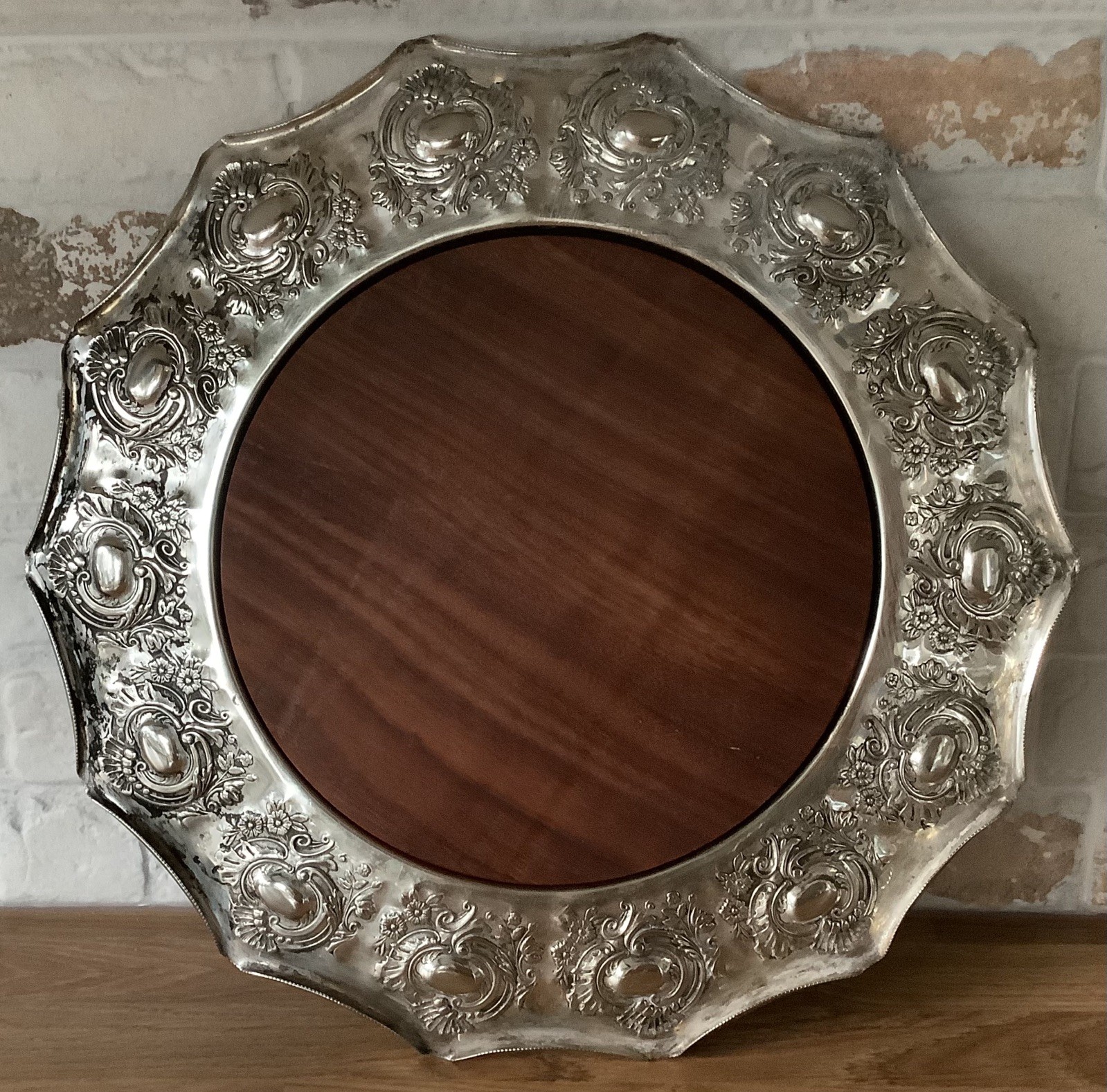 Antique Silver Plate & Hard wood Chopping/Bread /Cheese Board Walker ...