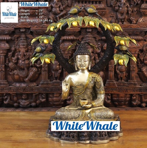 Whitewhale Brass Buddha Statue Blessing Under The Tree Murti for Home ...
