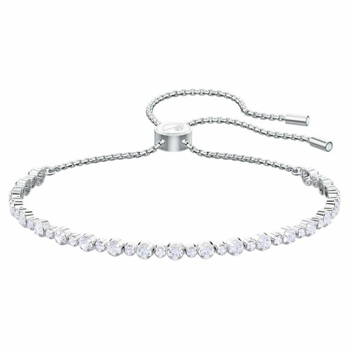 Swarovski Matrix Tennis bracelet Mixed round cuts, White, Rhodium ...