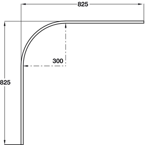 Hafele Wardrobe Rail Corner Oval Radius 90º Hanging Wardrobe Rail 825mm ...