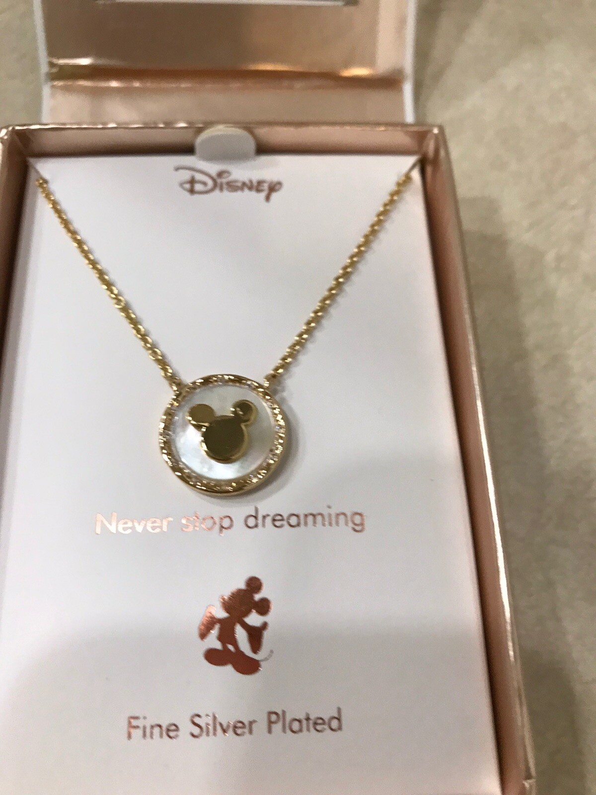 Disney Mickey Mouse Mother-of-Pearl Pendant Necklace In Gold- Tone 16 ...