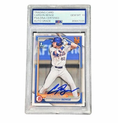 Carson Benge Signed 1st Bowman Paper Auto Card New York Mets ...