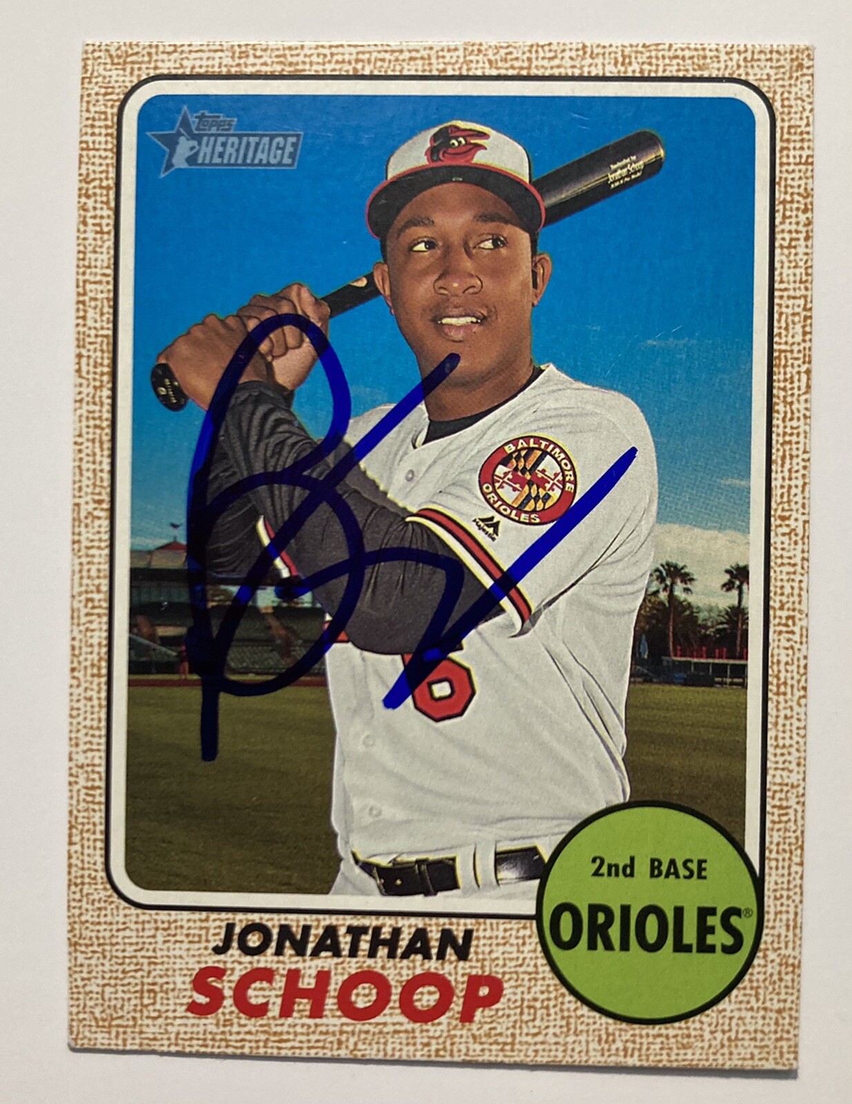 JONATHAN SCHOOP SIGNED 2017 TOPPS HERITAGE AUTOGRAPHED CARD BALTIMORE ...
